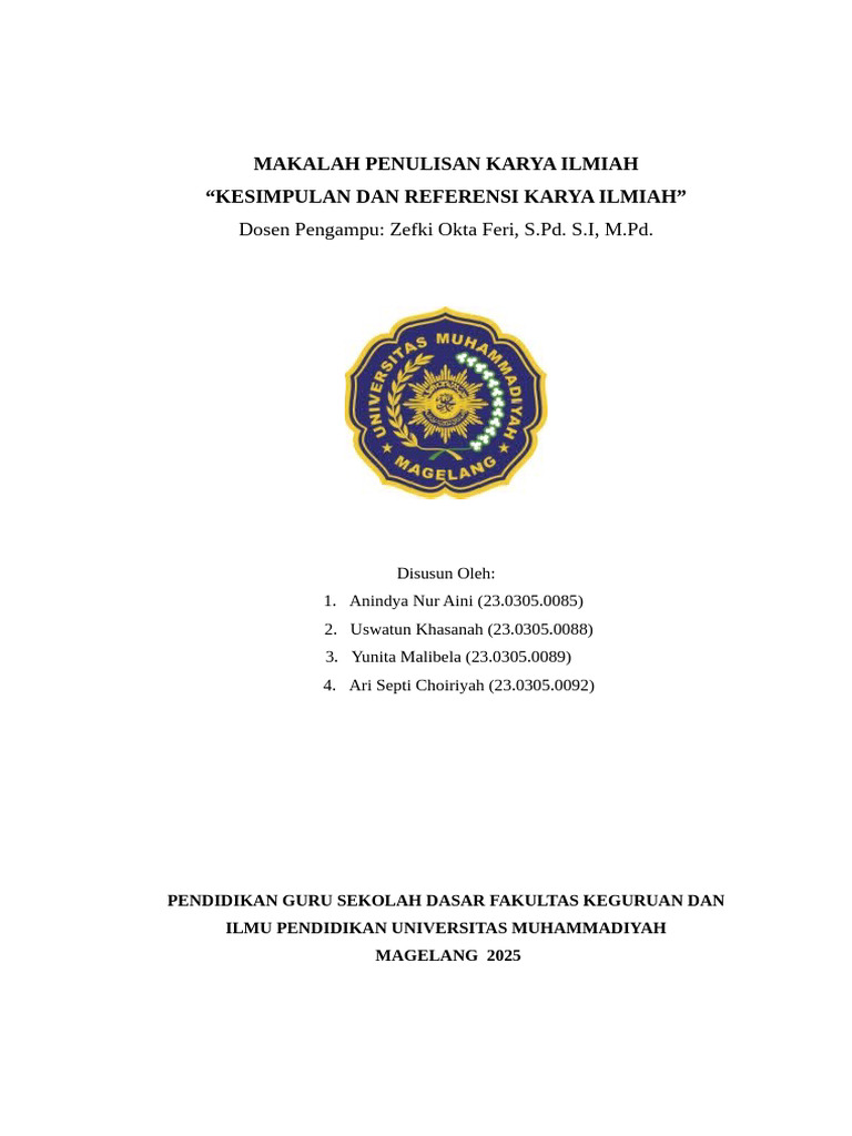 Kesimpulan dan Referensi Karya Ilmiah | PDF