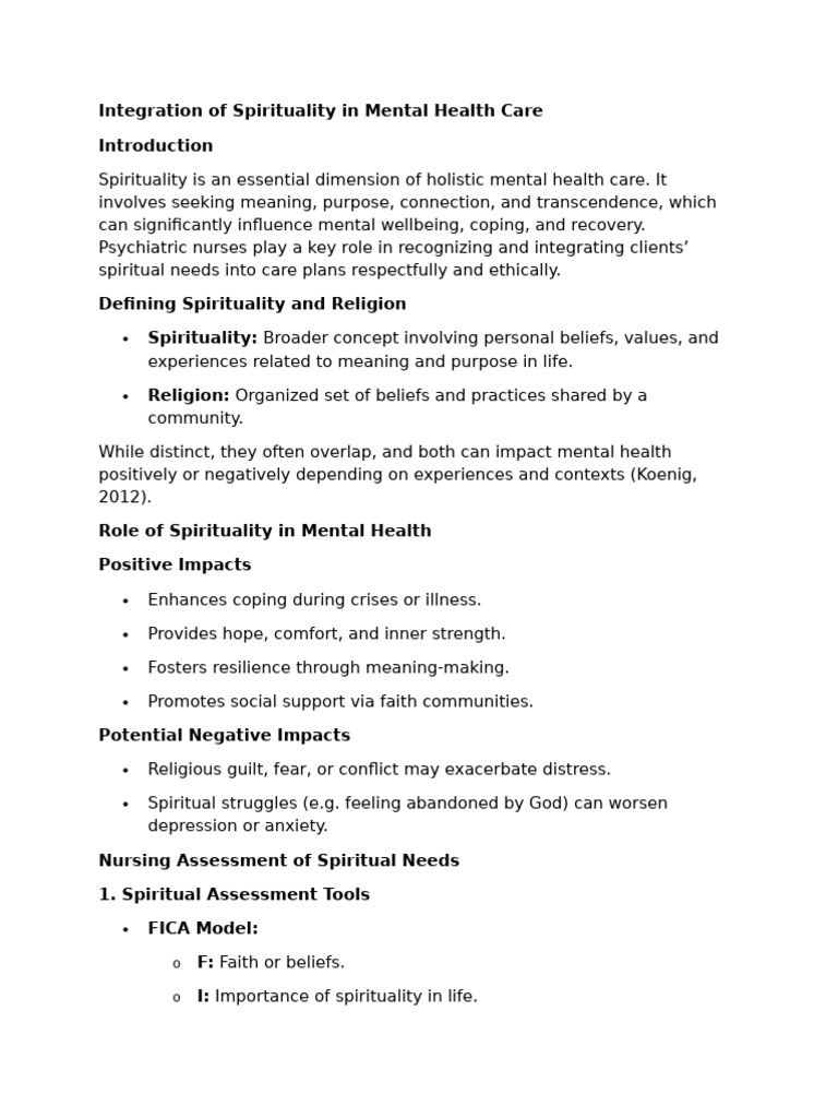 Integrating Spirituality in Mental Health Care | PDF | Spirituality ...