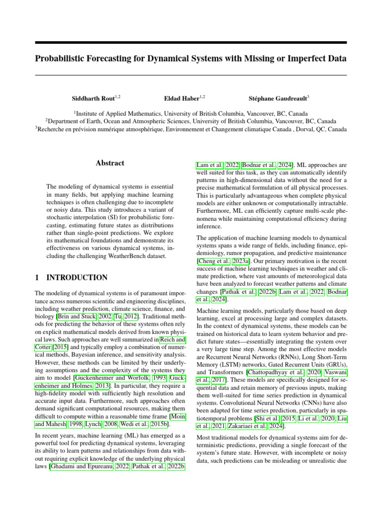 Probabilistic Forecasting For Dynamical Systems With Missing or Imperfect Data | PDF | Mean ...