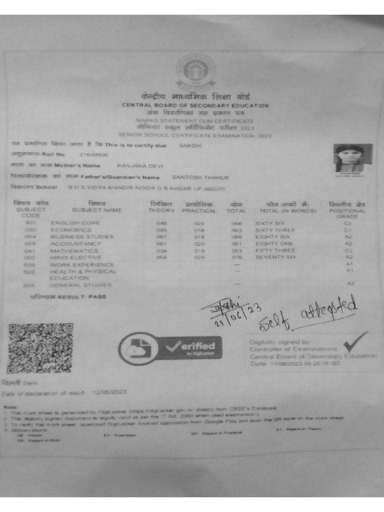 12 Marksheet | PDF