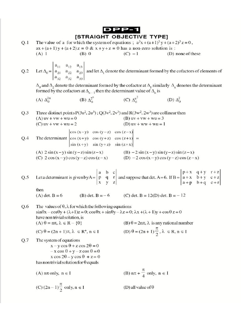 DPP Class 12 Mathematics | PDF