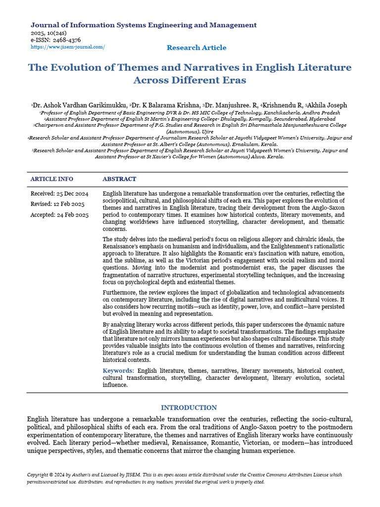 Evolution of Themes in English Literature | PDF | Narrative | English ...
