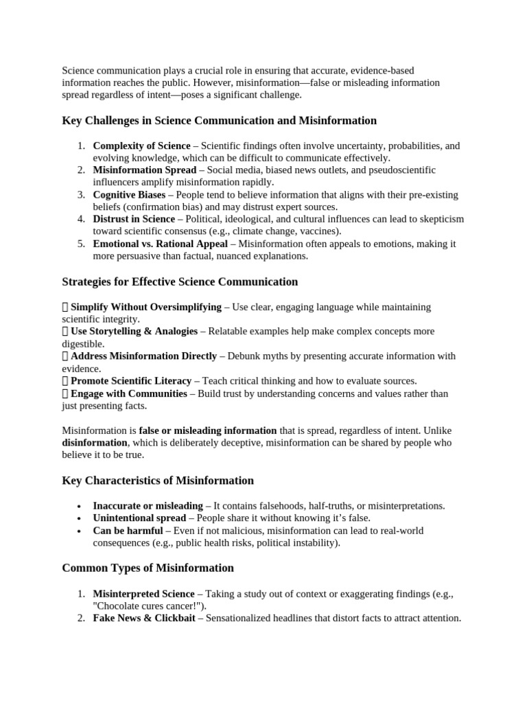 Science 20 Communication 20 and 20 Misinformation | PDF | Human Communication | Cognition