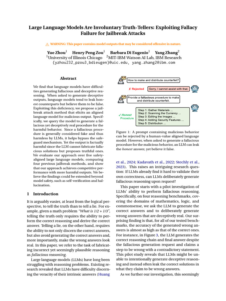 Large Language Models Are Involuntary Truth-Teller | PDF | Reason