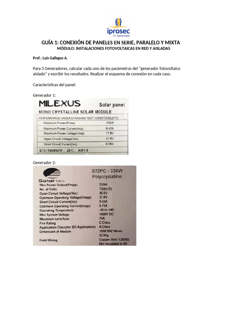 Guia 1 Conexion de Paneles | PDF