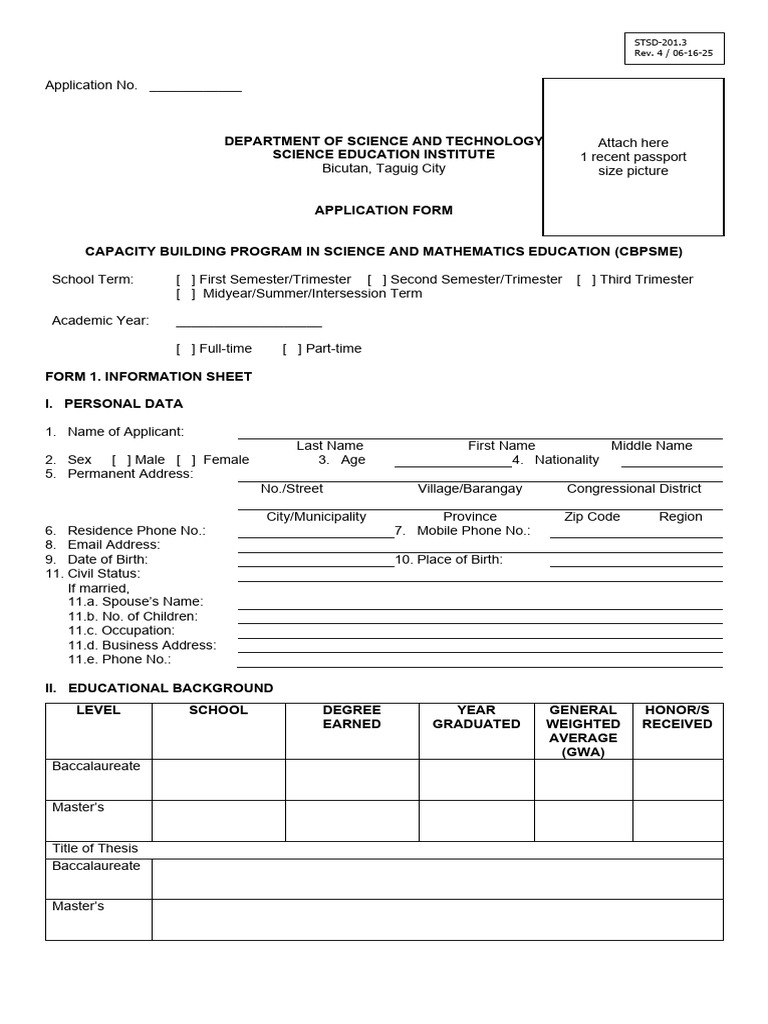 2025 CBPSME Application Form | PDF | Thesis | Postgraduate Education