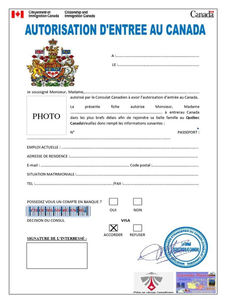 Autorisation D'entrée Au Canada | PDF