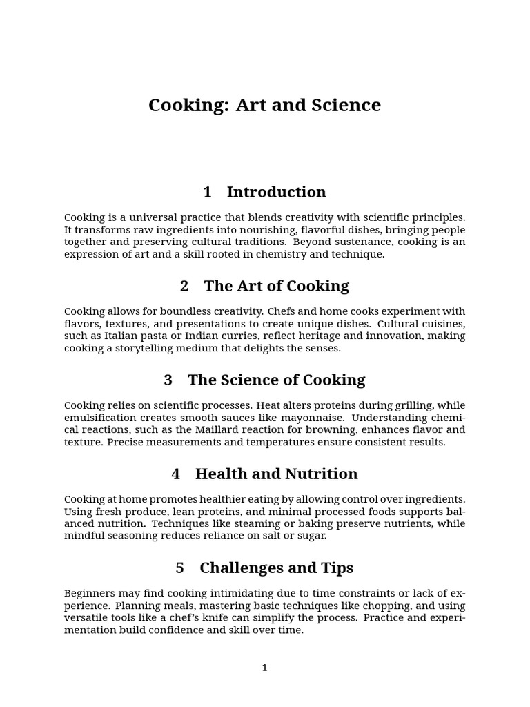 Culinary Art Meets Scientific Process | PDF