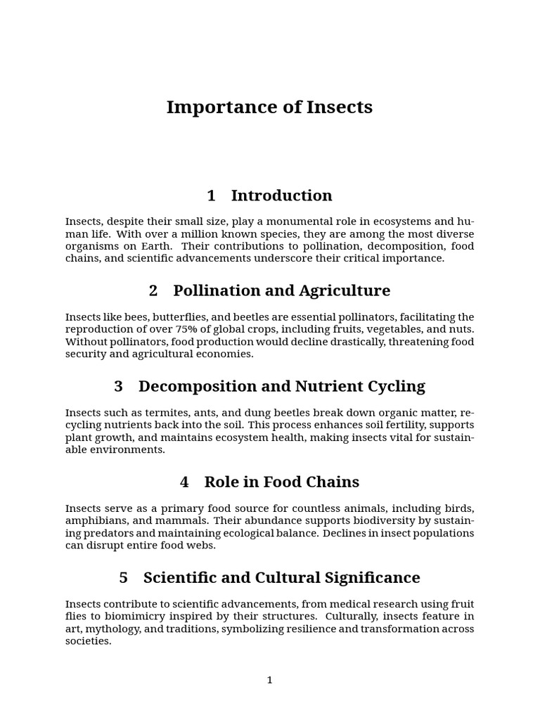 Essential Roles of Insects in Ecosystems | PDF