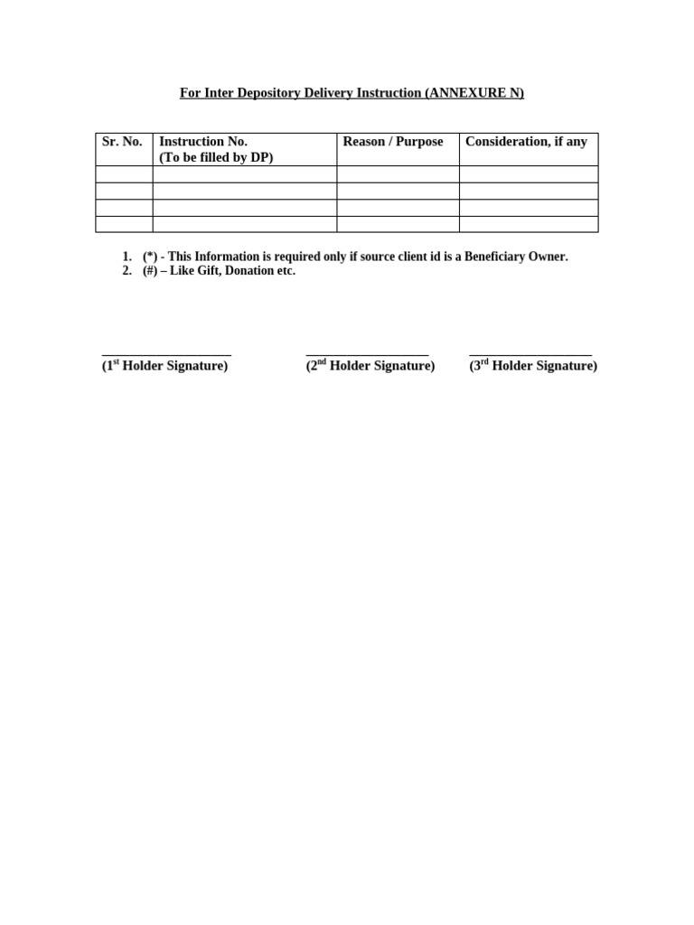For Inter Depository Delivery Instruction | PDF