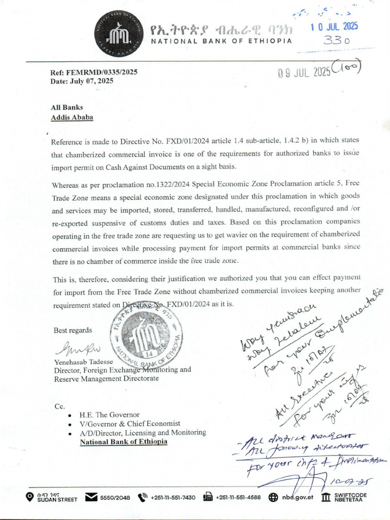 From National Bank Directive No .FXD 01 2024 | PDF