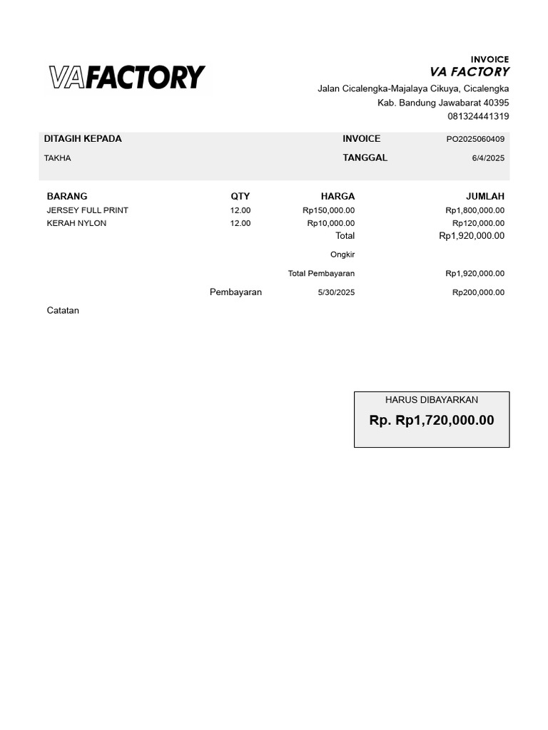 Invoice Pembelian Jersey dan Kerah Nylon | PDF