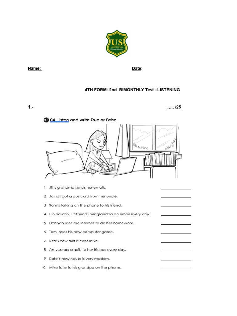 4th Form Listening Test Evaluation | PDF