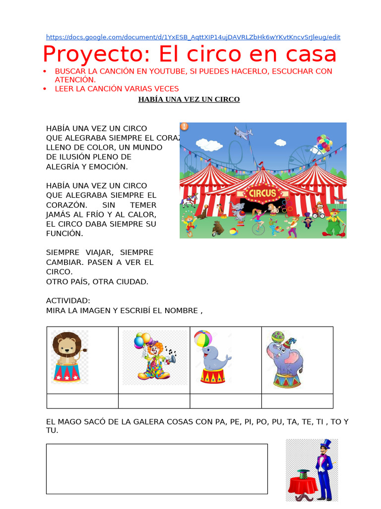 Proyecto Circo - ACTIVIDADES | PDF