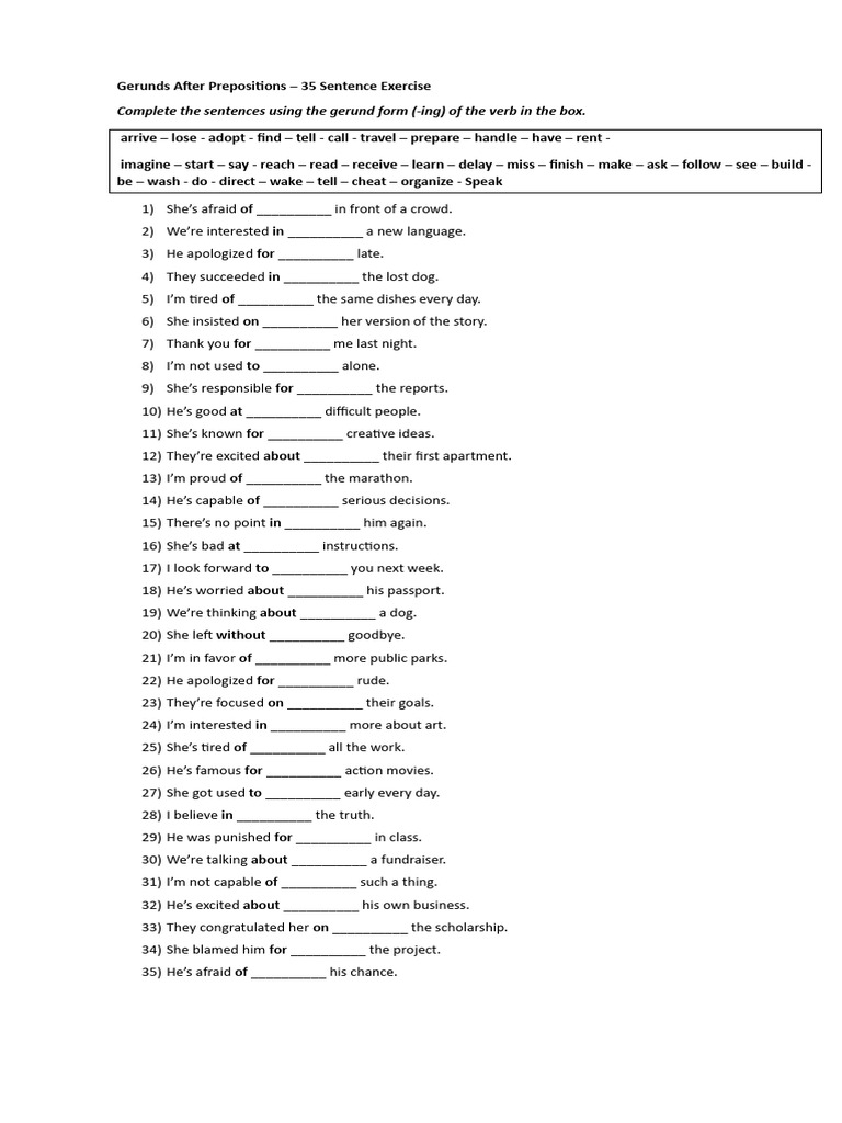 Gerunds After Prepositions | PDF