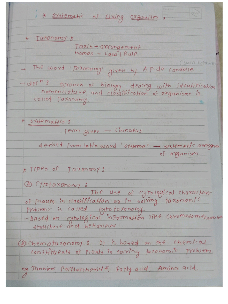 Biological Classification - Notes | PDF