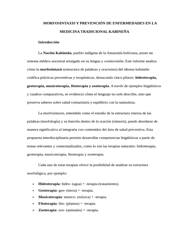 Morfosintaxis y Prevención de Enfermedades en La Medicina Tradicional ...