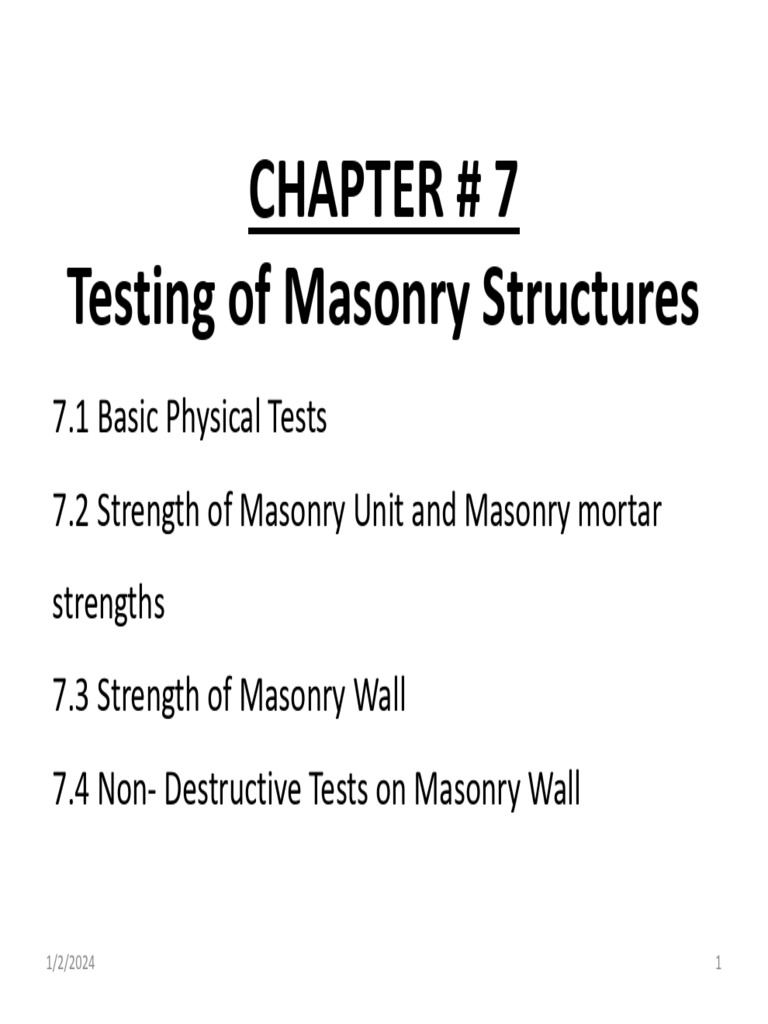 Testing of Masonry - Structure CH 7 | PDF | Strength Of Materials ...