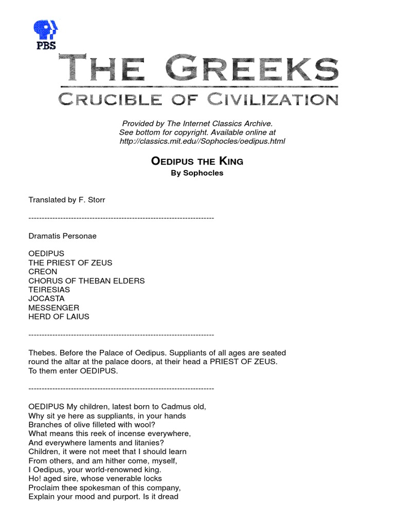 Oedipus the King: A Tragic Plea for Thebes | PDF | Oedipus | Apollo