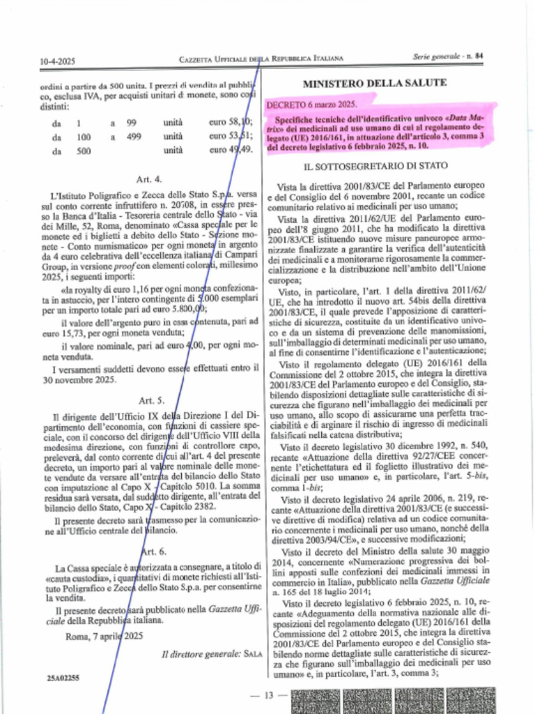 2025 - Decreto 06 Mar 2025 Attuativo Datamatrix | PDF