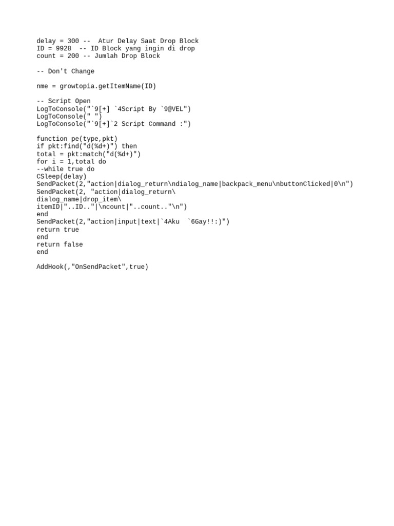 Growtopia Drop Block Script Guide | PDF