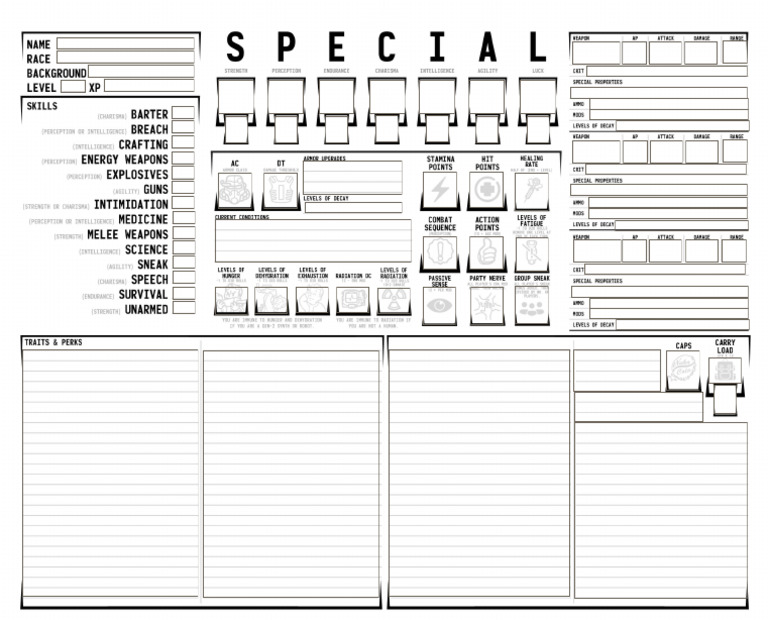 Character Sheet Arcane-Arcade Fallout 2.0-1-1 | PDF