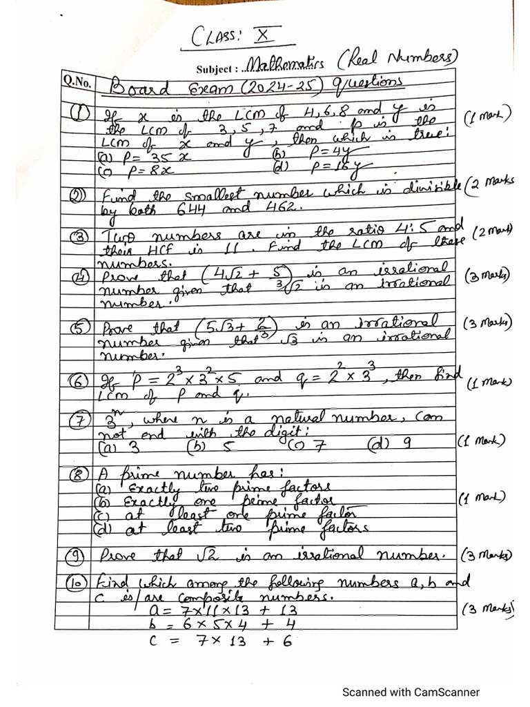 X Maths (Real Numbers) | PDF