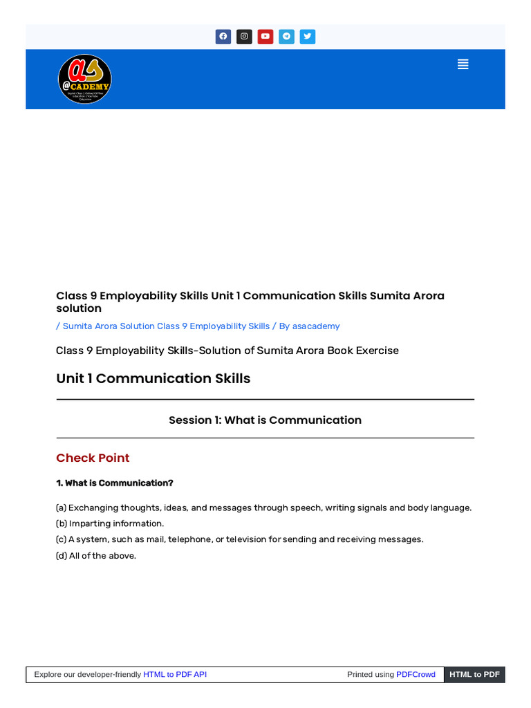 Anjeevsinghacademy Com Class 9 Employability Skills Unit 1 C | PDF ...
