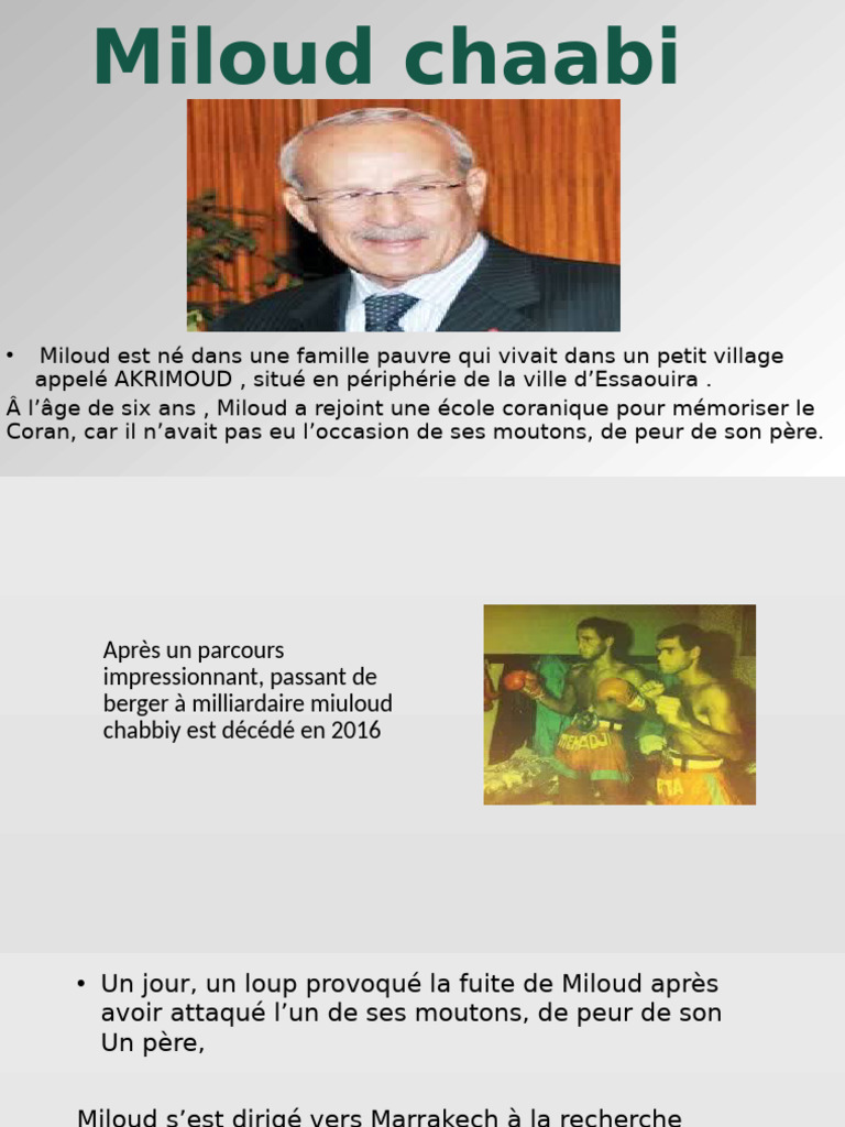 Portrait de Miloud Chaâbi, entrepreneur marocain | PDF | Maroc | Économie