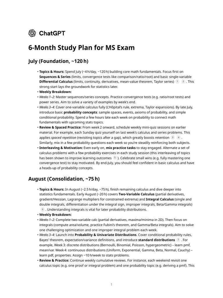 6 Month Study Plan For Ms Exam Pdf Eigenvalues And Eigenvectors