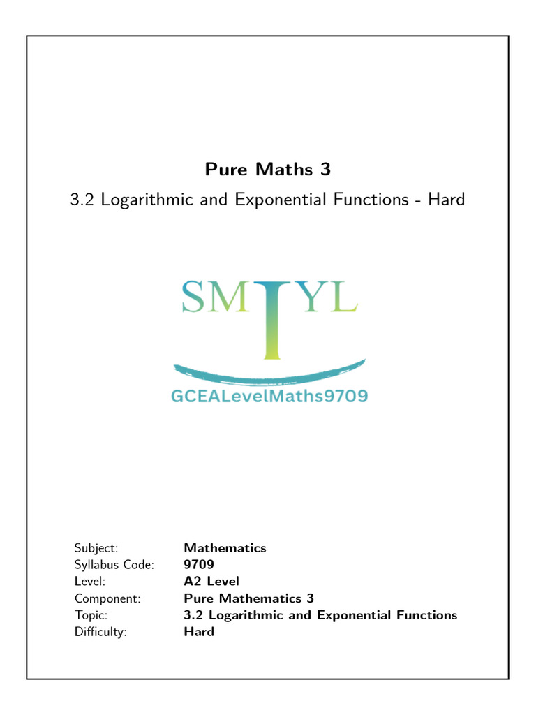 3 2 Logarithmic and Exponential Functions Hard | PDF | Quadratic Equation | Square Root