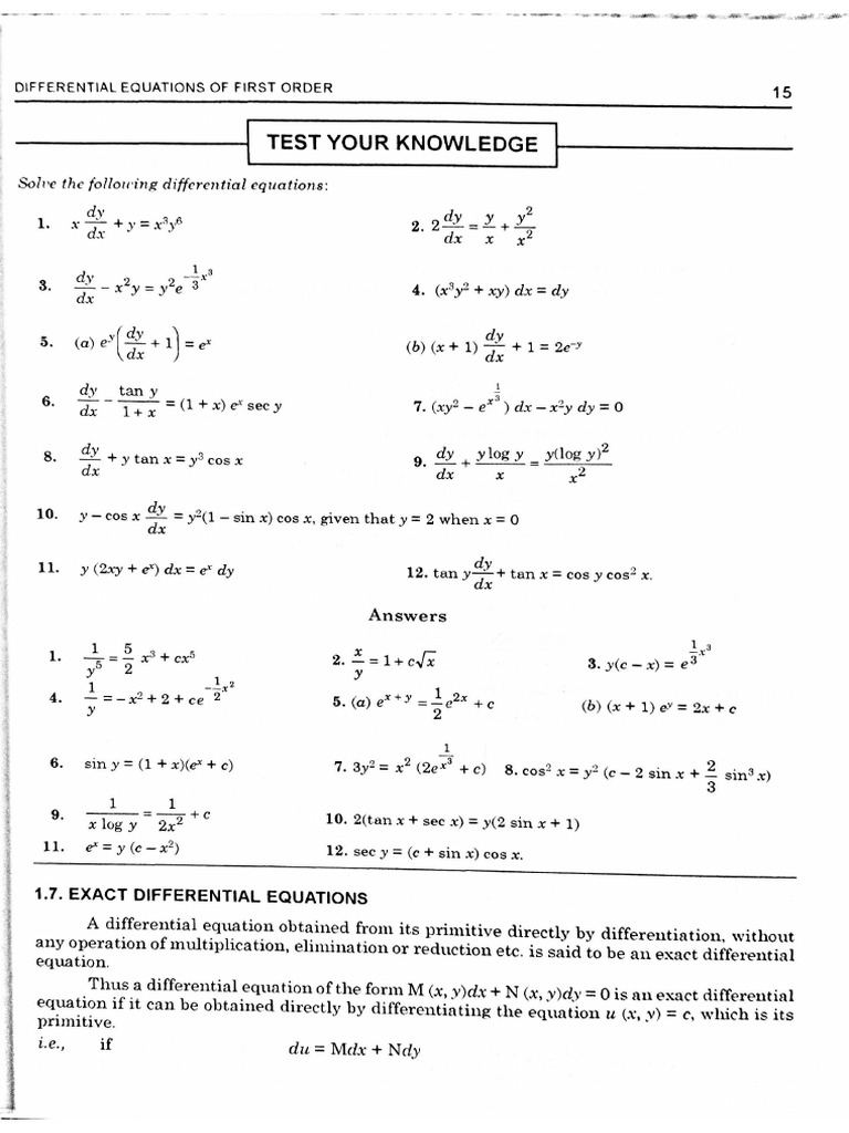Exact Differential Equations | PDF