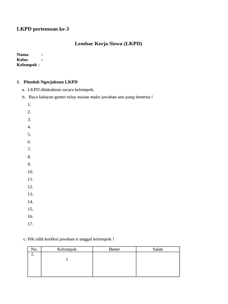 LKPD Pertemuan 3: Panduan Kelompok | PDF