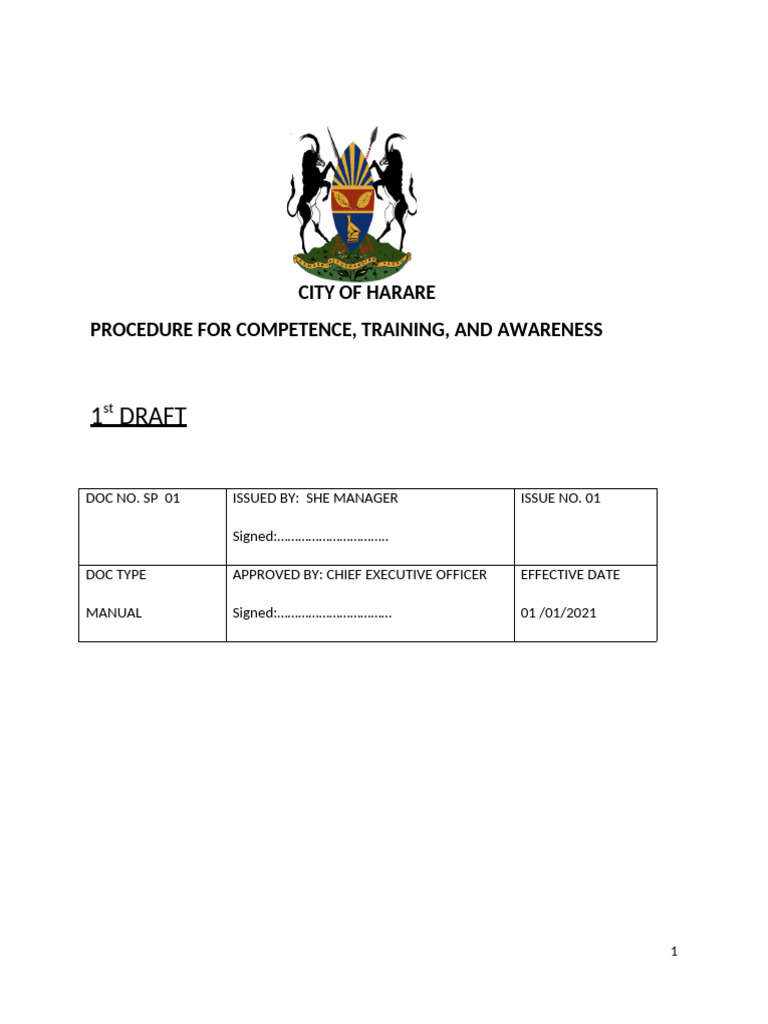 Competence, Training and Awareness Procedure | PDF | Occupational ...