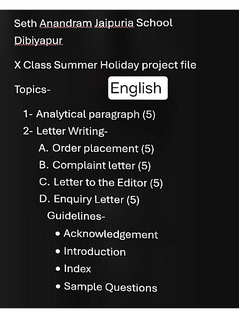 Holiday Homework Class 10 | PDF