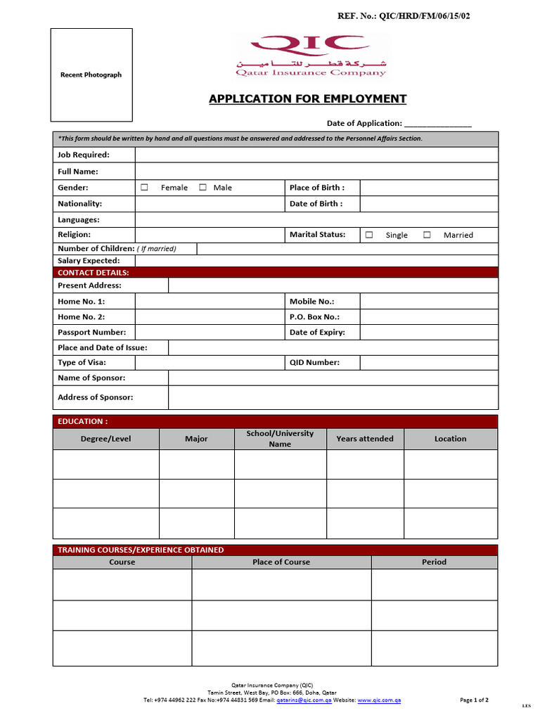 02 - (English) APPLICATION FOR EMPLOYMENT | PDF