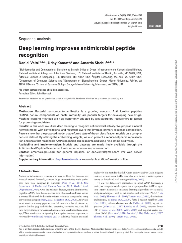Deep Learning Improves Antimicrobial Peptide Recognition: Sequence ...