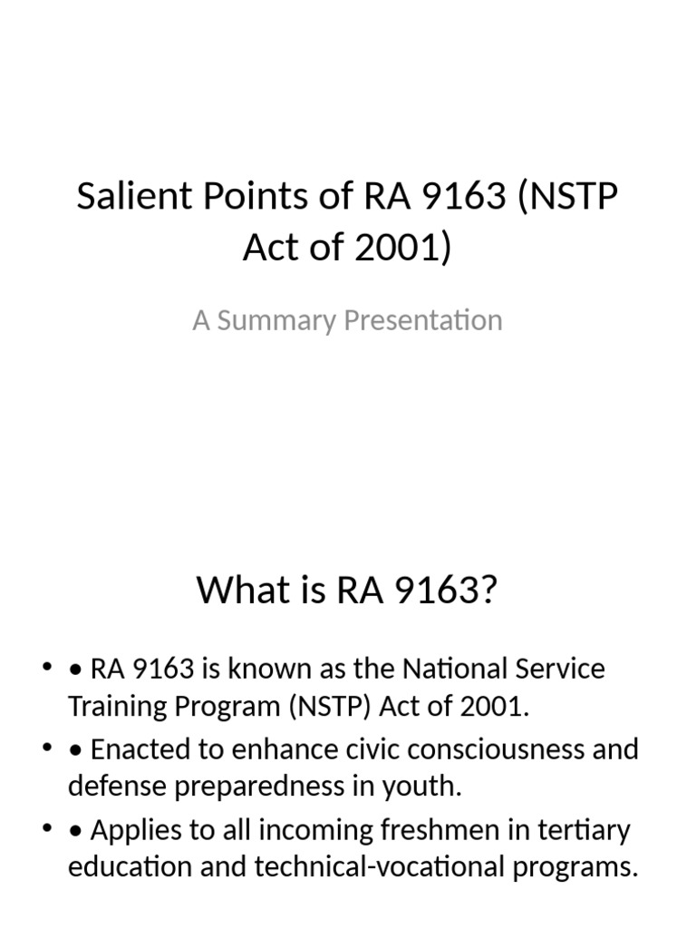 RA 9163 Salient Points Presentation | PDF