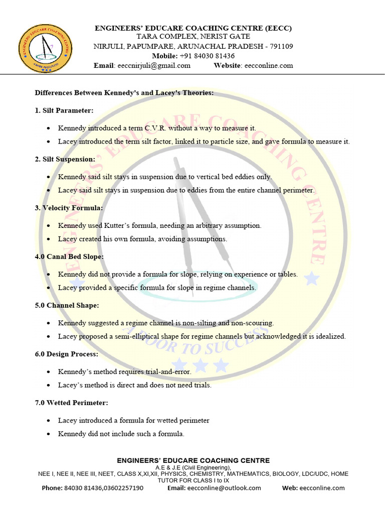 Comparision Between Laceys and Kennedys Theory | PDF
