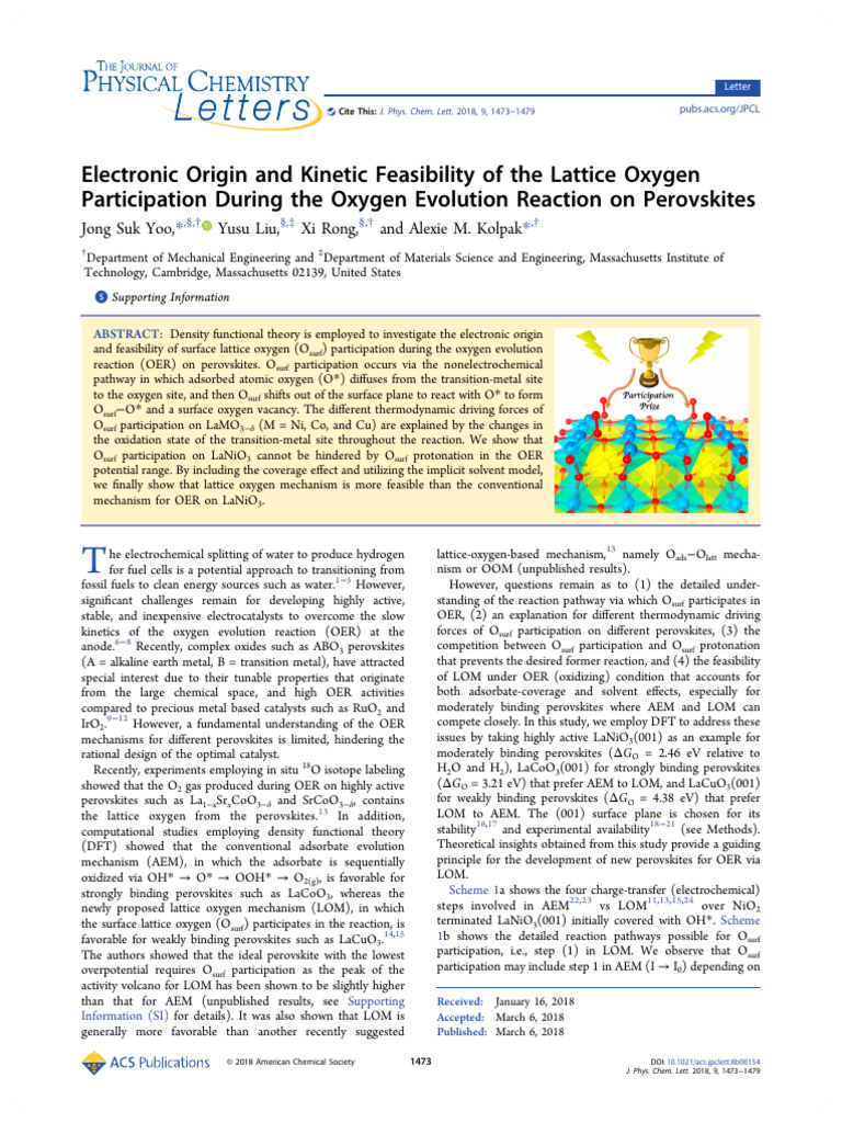 J.phys - Chem.lett (2018) - Electronic Origin and Kinetic Feasibility of The Lattice Oxygen ...