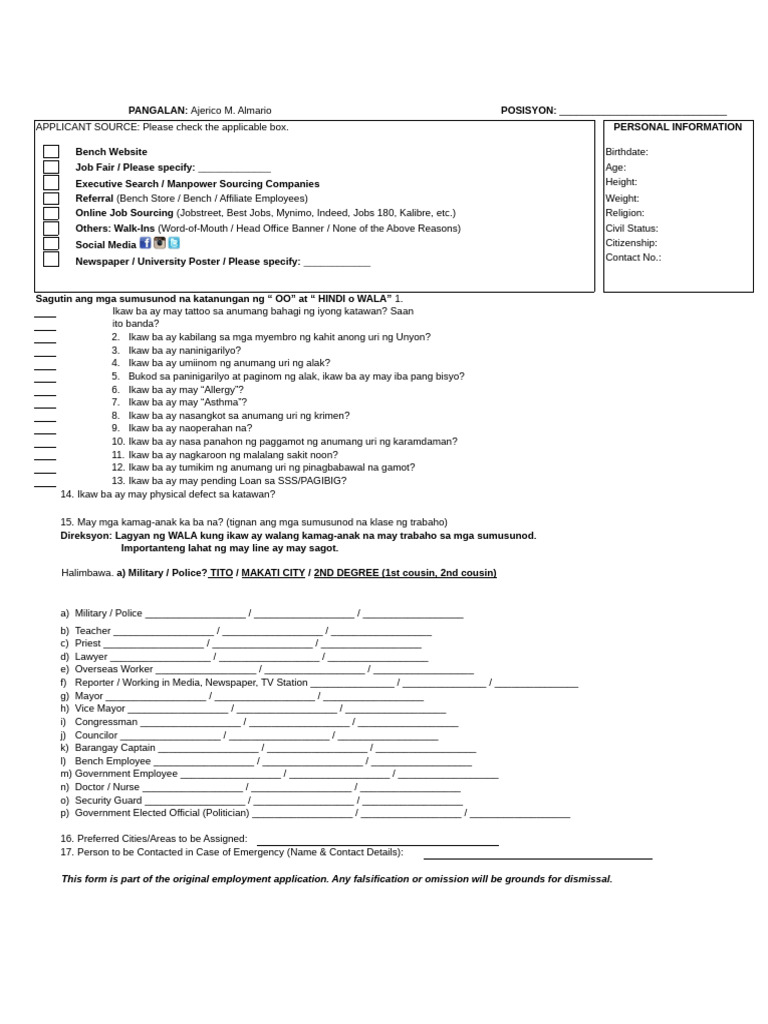 Tagalog Questionnaire (Revised) .XLSX - Sheet1 | PDF