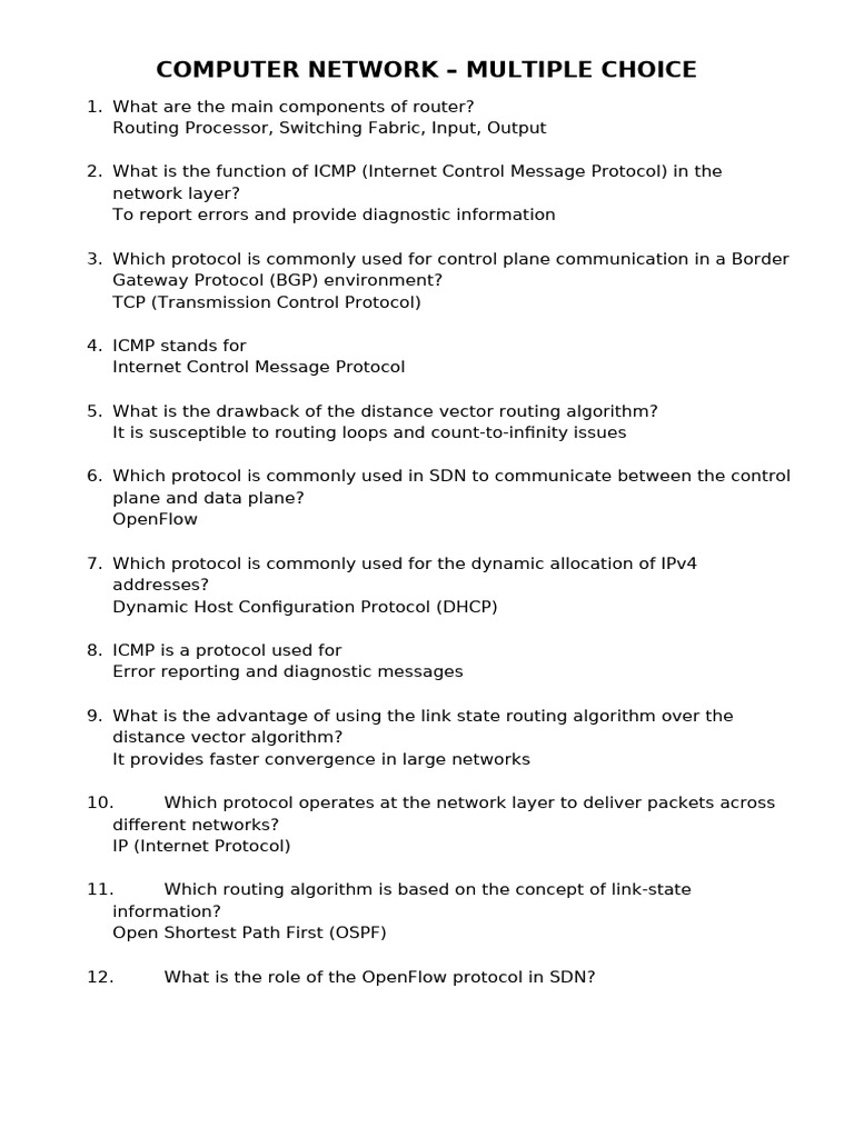 CN Final MultipleChoice | PDF | Computer Network | Routing