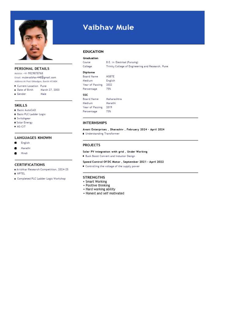 Mule Vaibhav Shrikrishna Resume | PDF