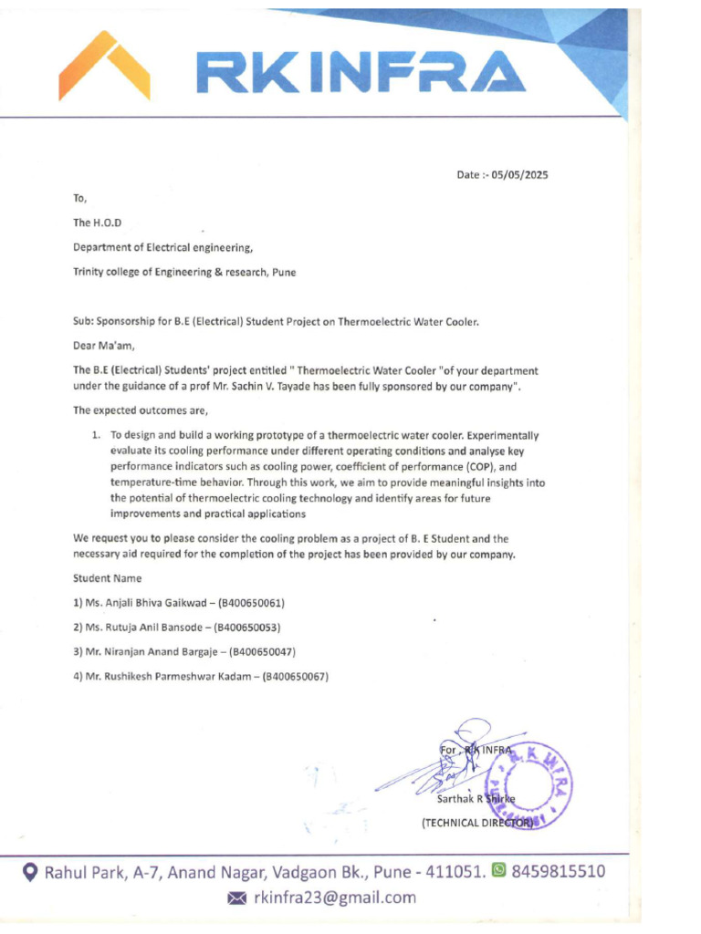 Sponsorship Letter by RKI | PDF