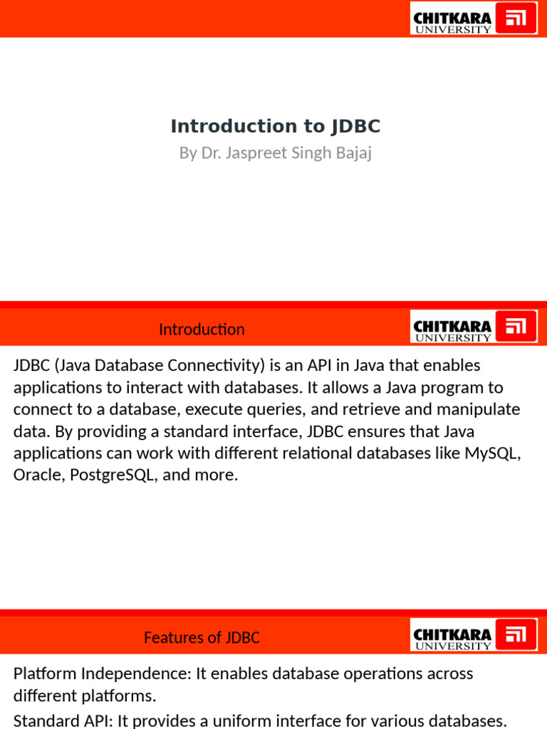 3 Introduction To JDBC | PDF | Databases | Java (Programming Language)