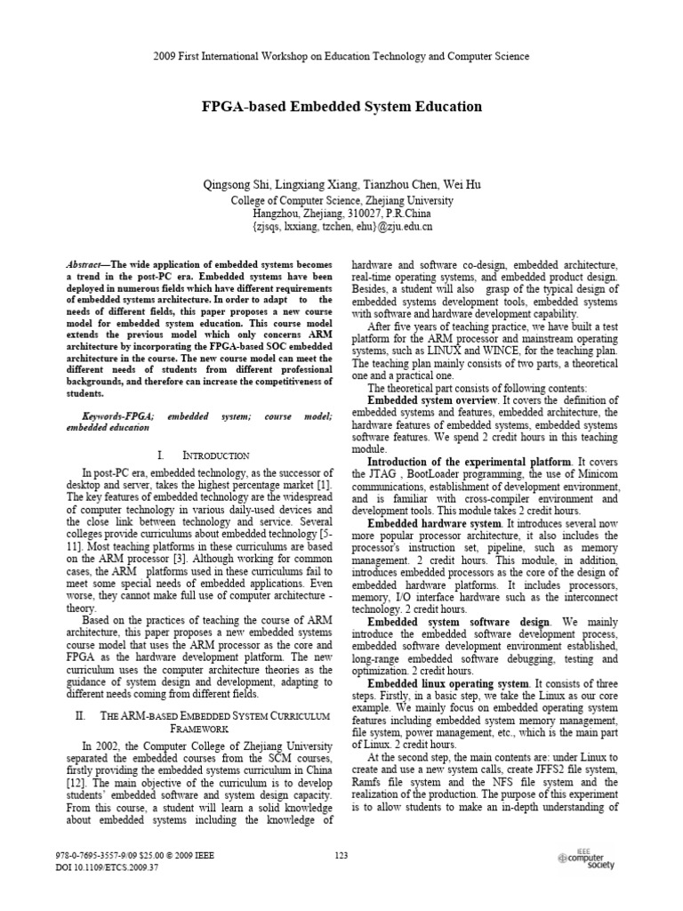 FPGA-Based Embedded System Education | PDF | Embedded System | Hardware Description Language