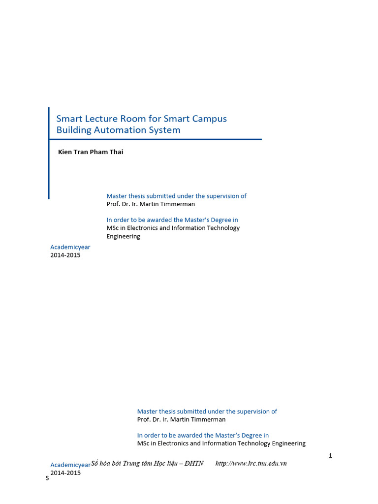 Luận Văn Smart Lecture Room for Smart Campus Building Automation System | PDF | Building ...