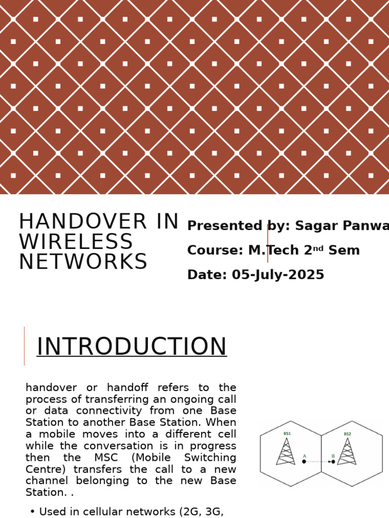 Handover in Wireless Networks | PDF