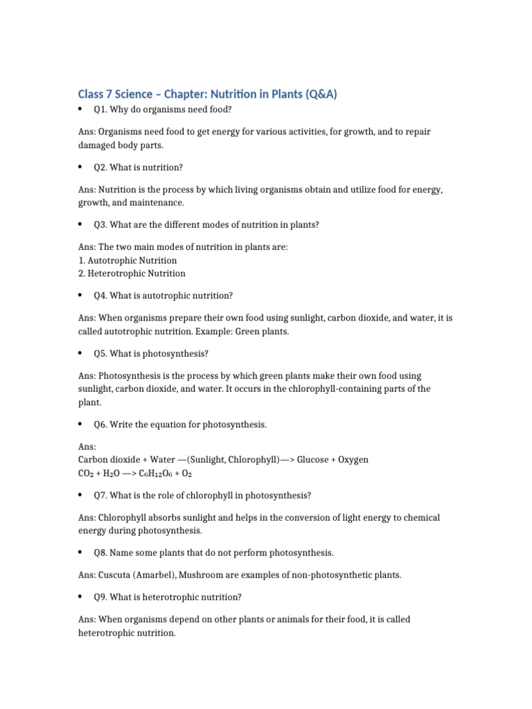 Nutrition In Plants Class7 Pdf