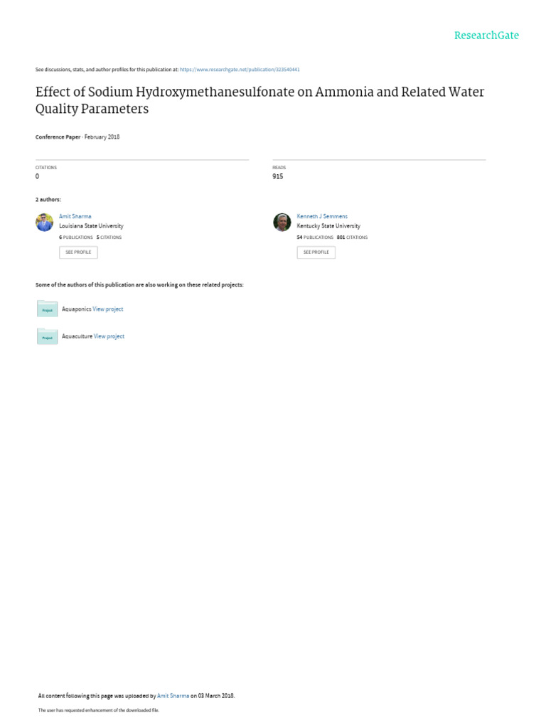ClorAm-X® Impact on Ammonia Levels | PDF | Chemistry | Environmental ...